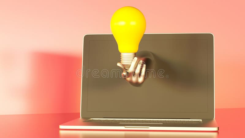 Idea , Tip and Bulb 3d Render Concept Stock Illustration - Illustration ...