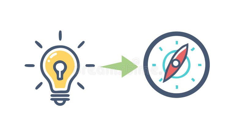Idea To Direction, Light Bulb To Compass, Vector Design Generative AI ...