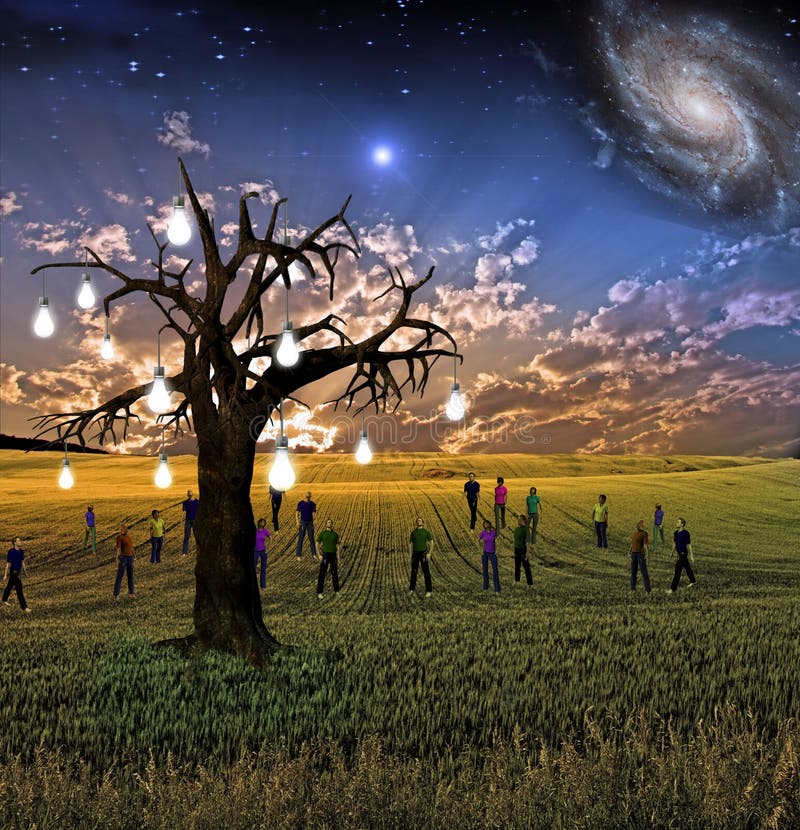 Idea tree landscape stock illustration. Illustration of glass - 13504148