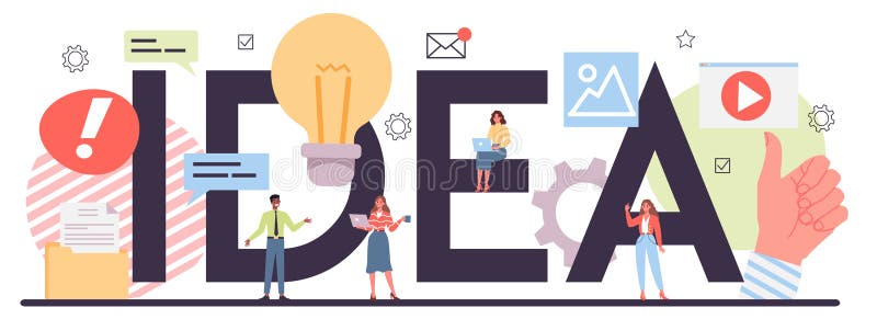 Idea Typographic Header. Business People Generating Idea Stock Vector ...