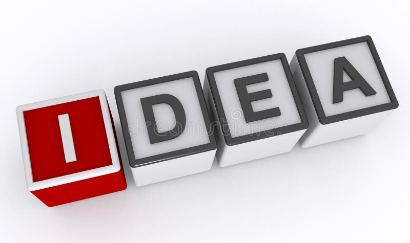 Idea word block on white stock illustration. Illustration of vision ...