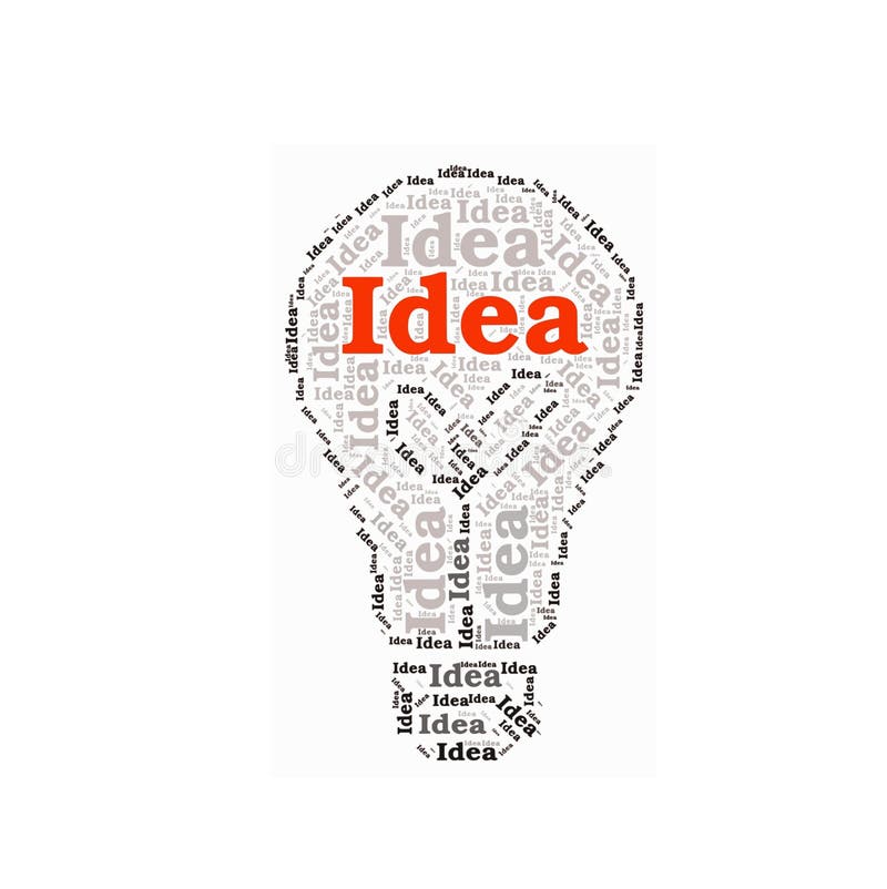Idea Word Collage in a Lightbulb Stock Vector - Illustration of bright ...