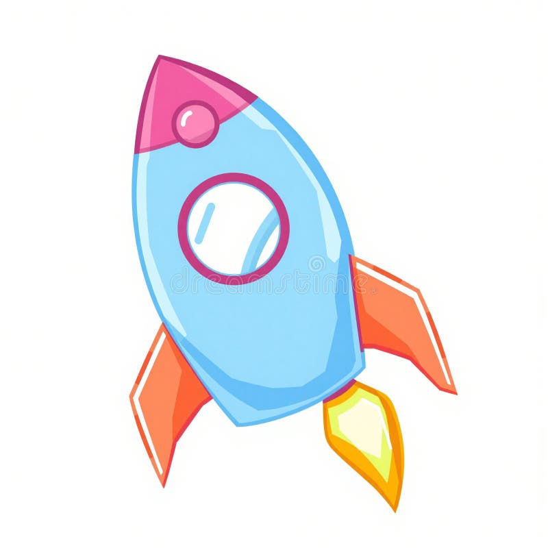 A Cartoon Rocket Ship Vibrant Color Stock Illustration - Illustration ...