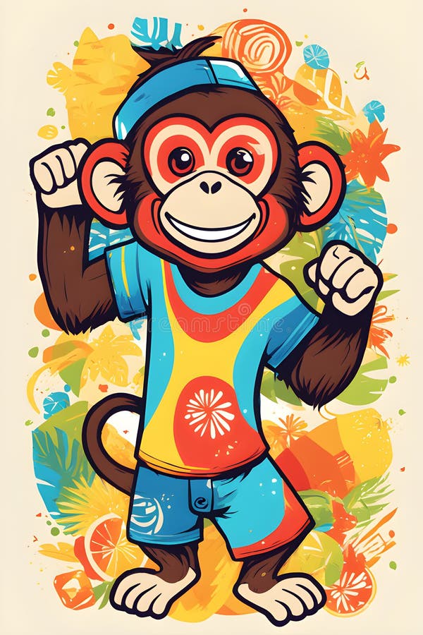 Monkey Summer Holiday. Ai Generative Stock Illustration - Illustration ...