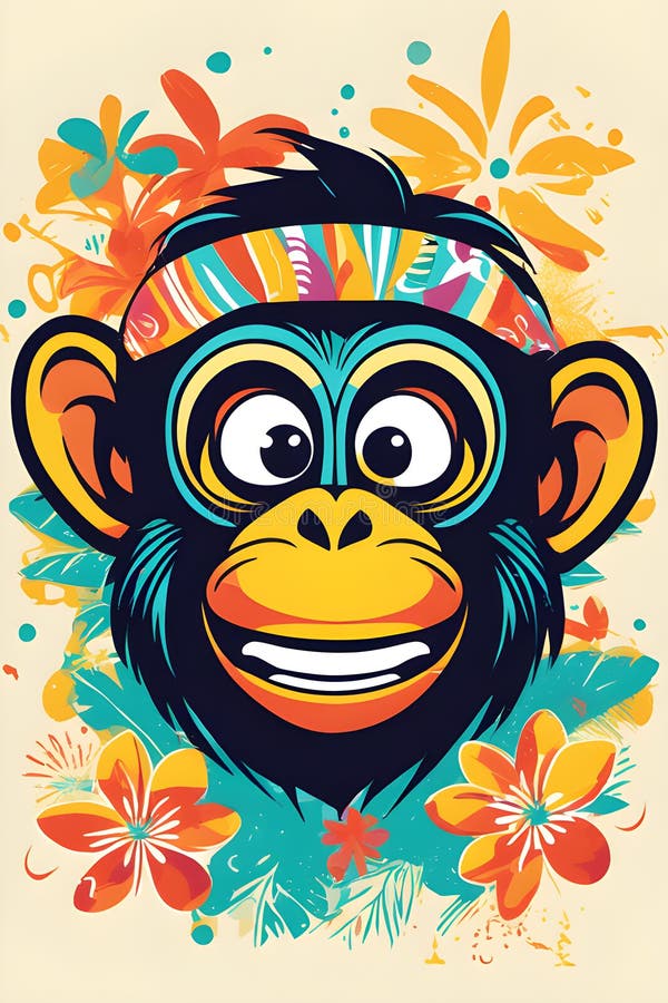 Monkey Summer Holiday. Ai Generative Stock Illustration - Illustration ...
