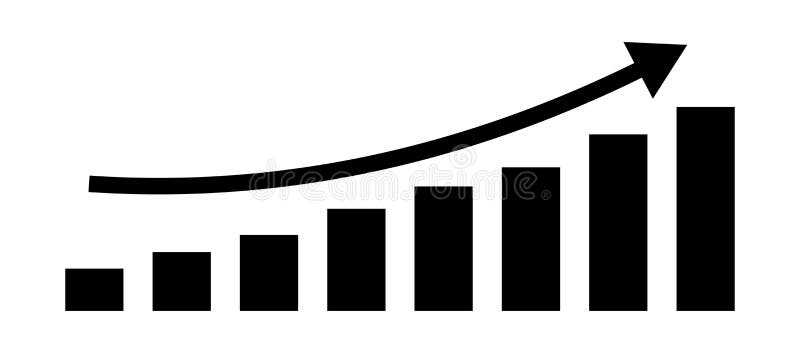 Gradually Increasing Arrow and Bar Graph Silhouette Icon. Vector. Stock ...