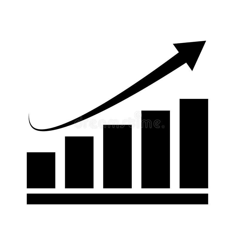 Up Arrow Icon and Bar Graph Icon Silhouette. Vector. Stock Vector ...