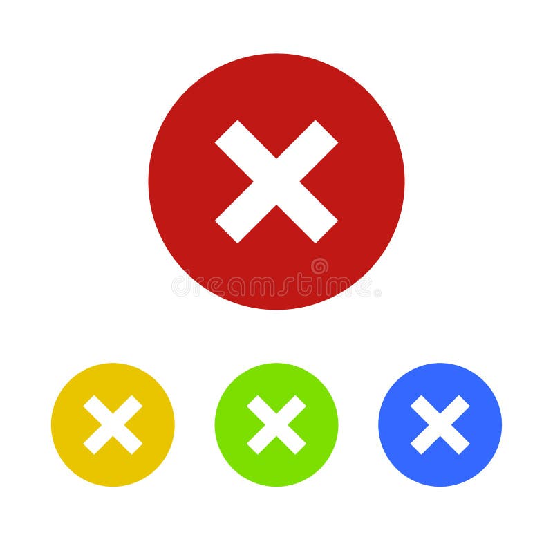 Cross Mark Icon Set. Vector. Stock Vector - Illustration of deny ...