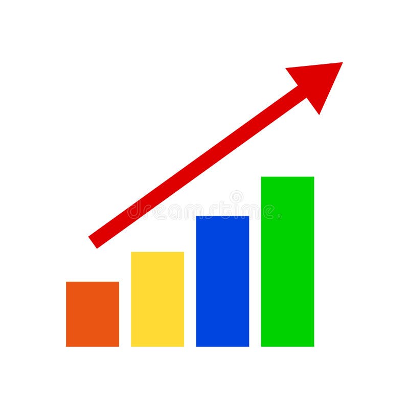 Colorful Bar Graph and Rising Red Arrow. Vector. Stock Vector ...