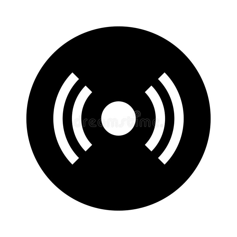 Black Circle Radio Wave Icon. Vector. Stock Vector - Illustration of ...
