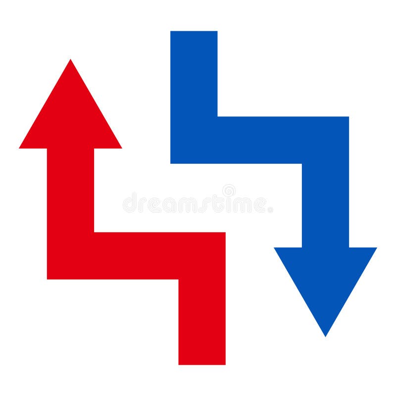 Red and Blue Arrow Icon Set. Vector. Stock Illustration - Illustration ...
