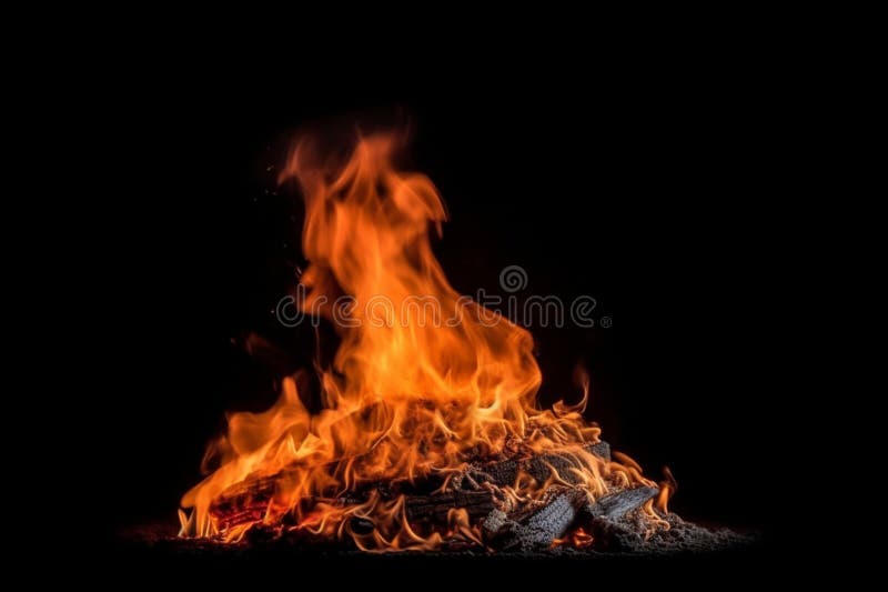 Ideal Fire Captured in Isolation on a Black Background Stock ...