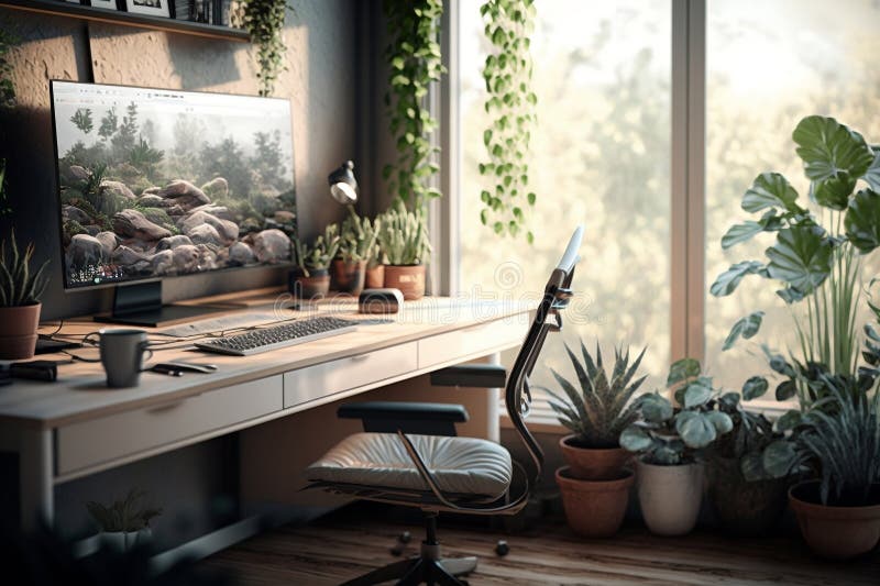 Ideal Home Office Setup: PC, Kojan Chair, Plants, Natural Light, High ... Ideal Home Office Setup: PC, Kojan Chair, Plants, Natural Light, High ...