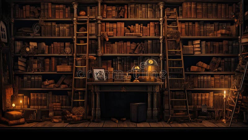 The Ideal Library with Books Old Style Stock Photo - Image of book ...