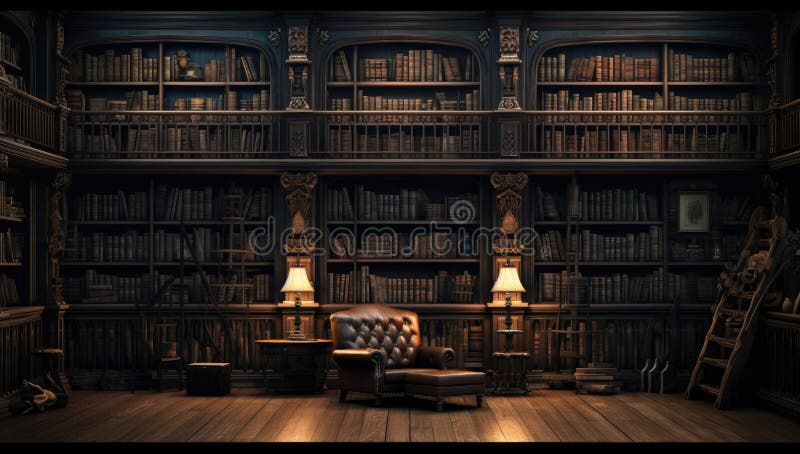 The Ideal Library with Books Old Style Stock Image - Image of library ...