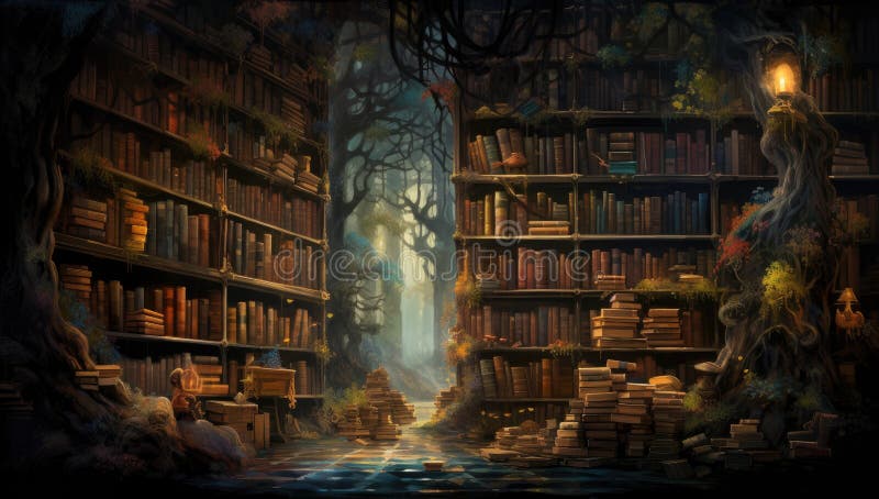 The Ideal Library with Books Old Style Stock Image - Image of wood ...