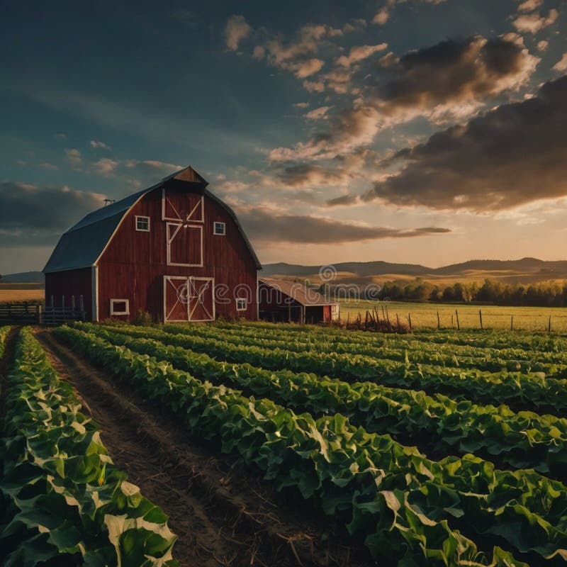 Farm with Crops on it 8k Resolution Stock Illustration - Illustration ...
