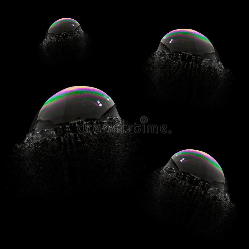 Exploding Soap Bubble in Colorful Colors on Black Background Stock ...