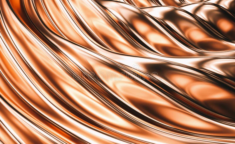 Copper Wave Abstract Background 3D Rendering Stock Illustration ...