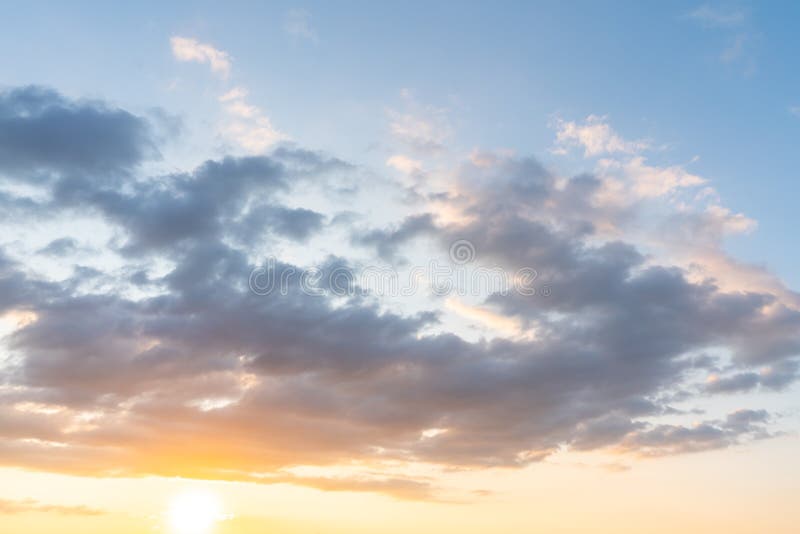 Sunset Clouds with Sun Setting Down Stock Photo - Image of dark ...