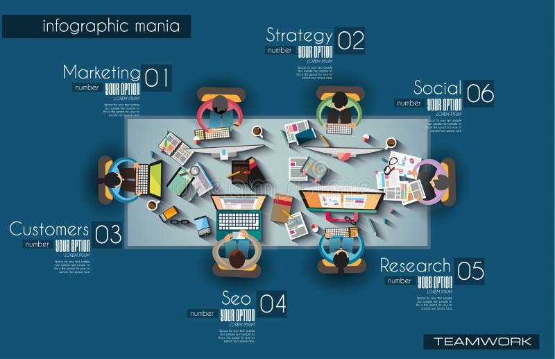 Teamwork Infographic Concept with Colorful Gears Icons. Business ...