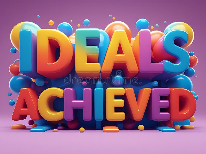 Ideals Achieved Colorful 3D Letters and Spheres Stock Illustration ...