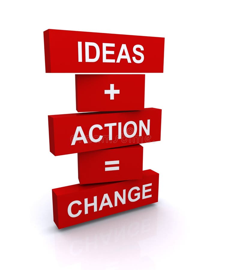 Ideas and Action Equals Change Stock Illustration - Illustration of ...