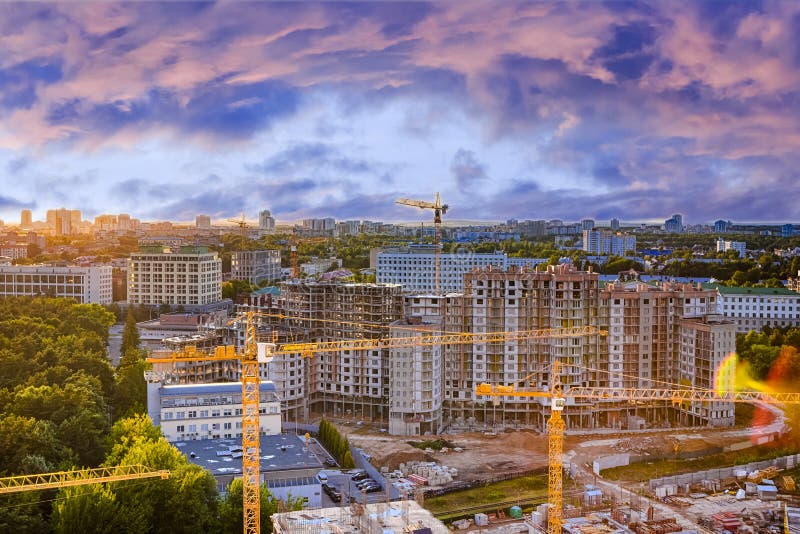 Ideas of Architecture. Upper View of New Mass- Construction Site with ...
