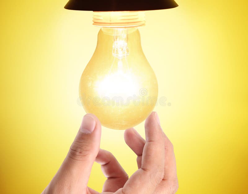 Ideas bulb light on hand stock image. Image of light - 37865975