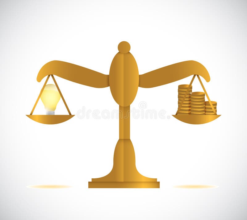 Ideas and Cash on a Balance Illustration Stock Illustration ...