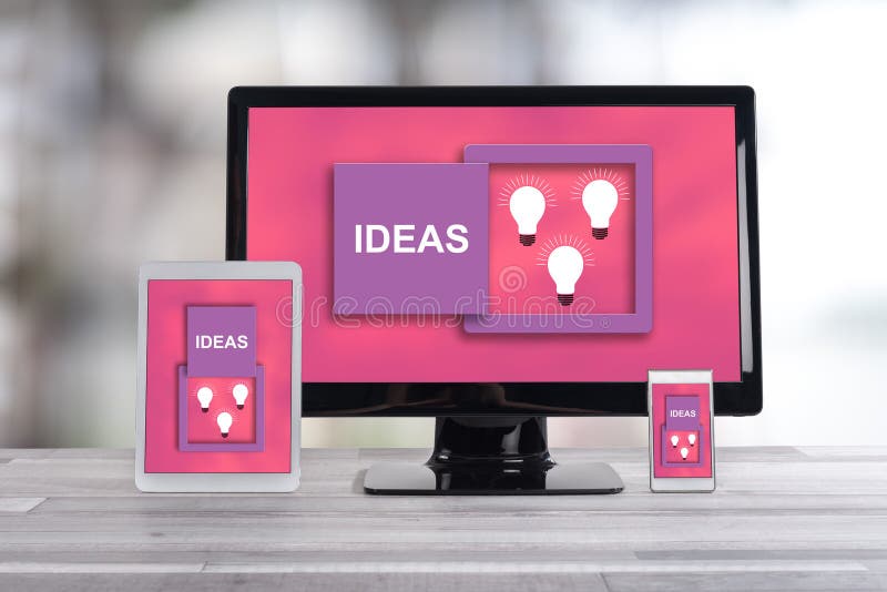 Ideas Concept on Different Devices Stock Photo - Image of light ...