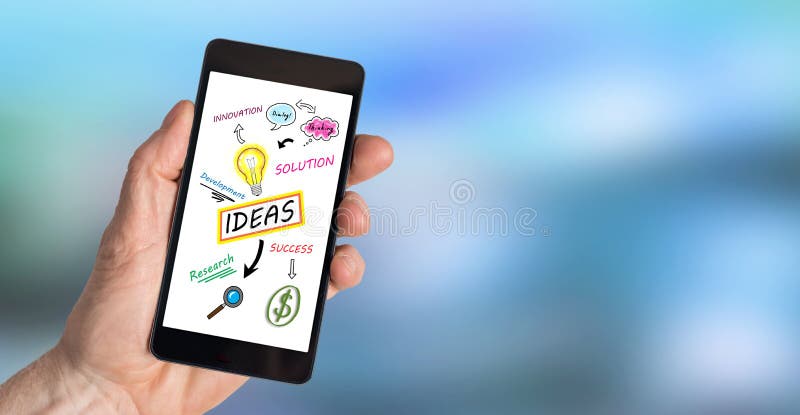 Ideas Concept on a Smartphone Stock Image - Image of light, creative ...