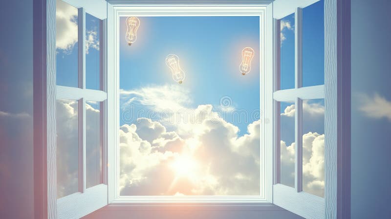 Ideas Floating, Sunny Sky, Open Window, Room Stock Image - Image of ...