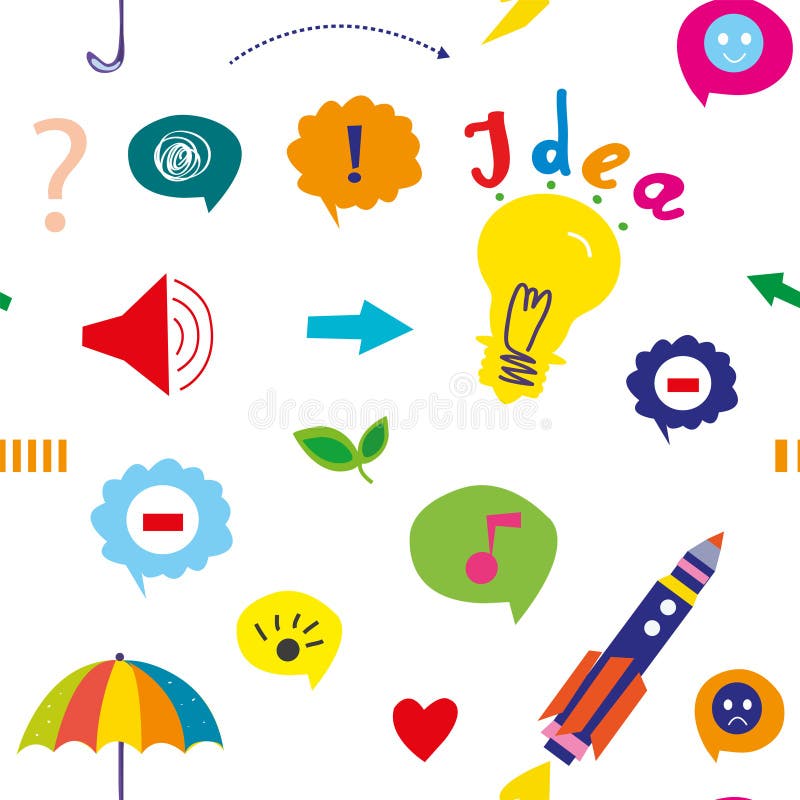 Ideas Funny Seamless Pattern with Symbols and Objects Stock Vector ...
