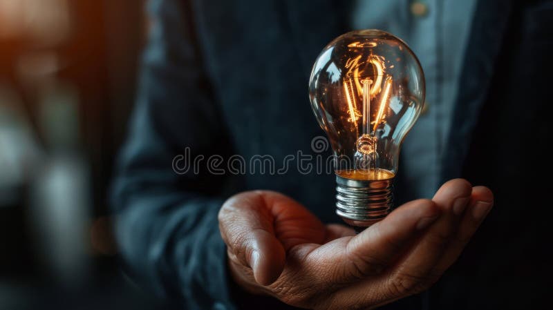 Ideas Gleam within the Grasp of a Hand Stock Illustration ...