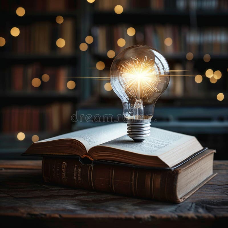 Ideas Illuminated Light Bulbs and Books Convey the Power of Knowledge ...