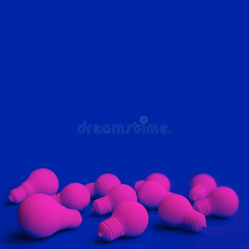 Ideas Inspiration Concepts with Group of Lightbulb in Neon Gradient ...
