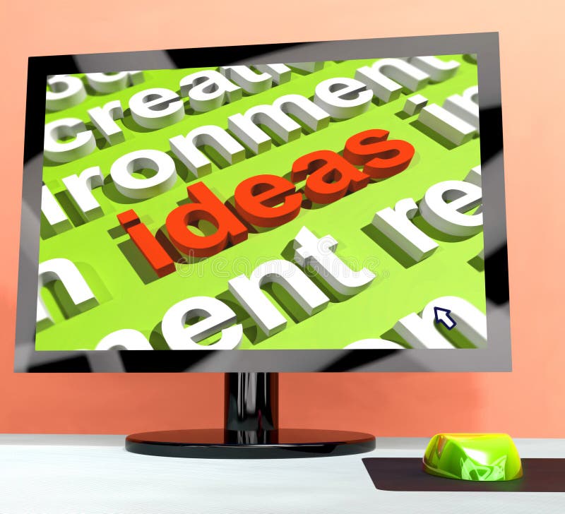 Ideas Key on Computer Screen Showing Creativity Stock Illustration ...