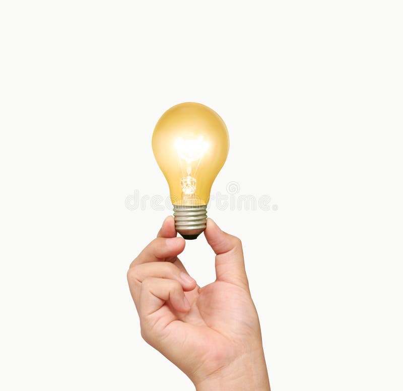 Ideas light bulb in hand stock photo. Image of lamp, hold - 38591358