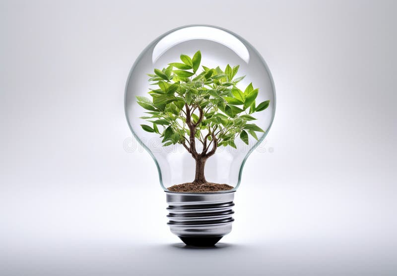 Ideas a Light Bulb and Tree Green Sprout Growing Stock Illustration ...