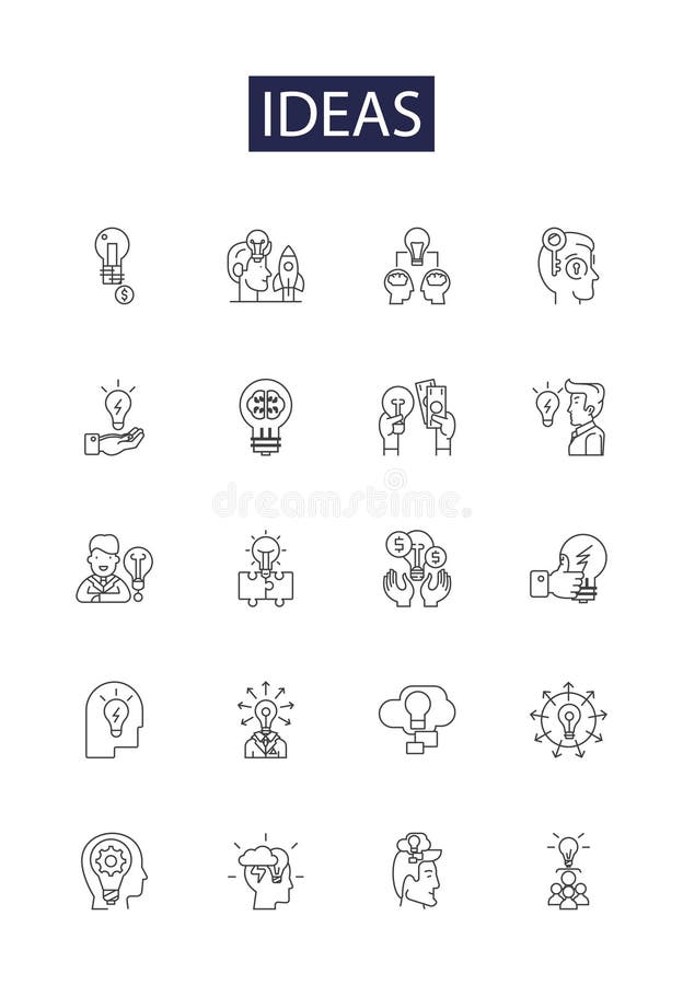 Ideas Line Vector Icons and Signs. Thoughts, Notions, Imagination ... Ideas Line Vector Icons and Signs. Thoughts, Notions, Imagination ...