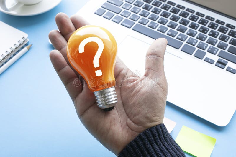Ideas with Question Mark on Lightbulb Stock Image - Image of ...