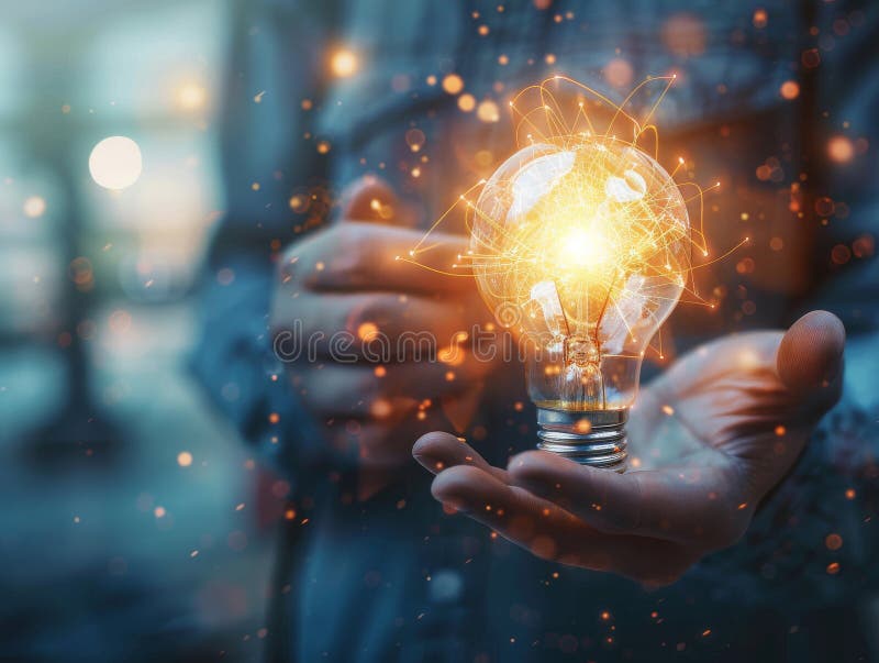 Ideas Radiate from Your Palm Illumination Stock Illustration ...