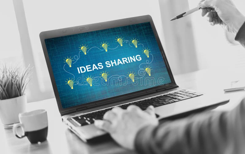 Ideas Sharing Concept on a Laptop Screen Stock Photo - Image of ...