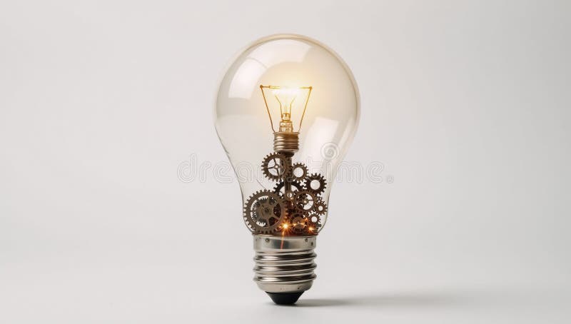 Ideas Spurring Innovation and Progress Lightbulb with Gearing Concepts ...