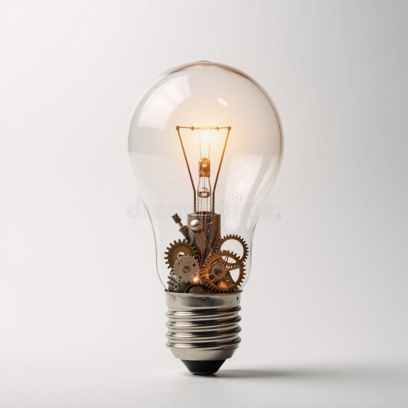Ideas Spurring Innovation and Progress Lightbulb with Gearing Concepts ...