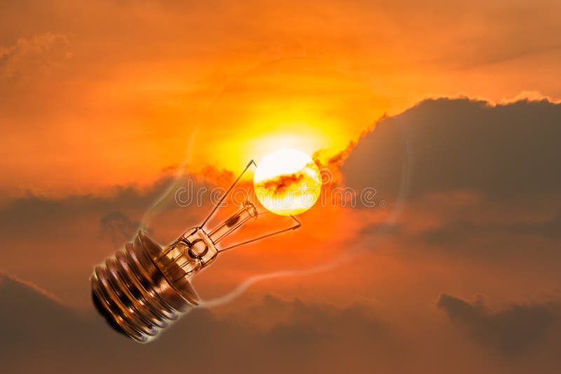 Ideas, the Sun, a Light Bulb. Stock Image - Image of electricity ...
