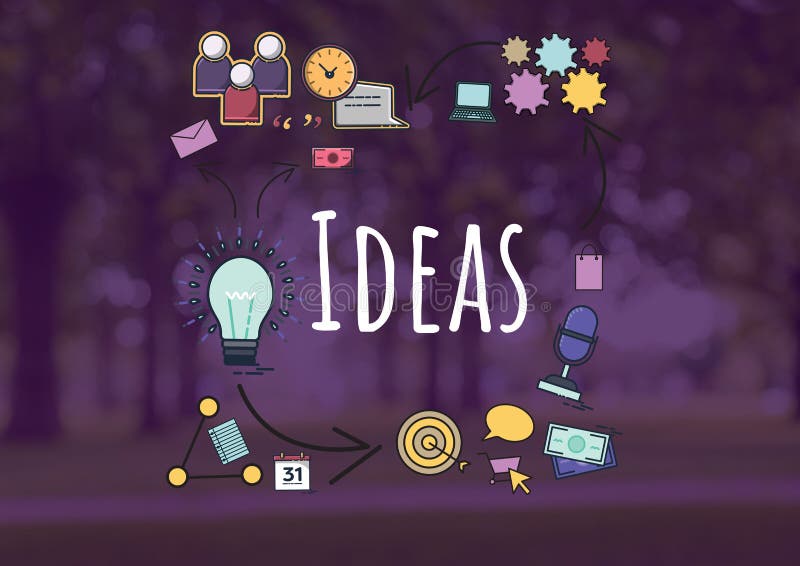 Ideas Text with Drawings Graphics Stock Illustration - Illustration of ...