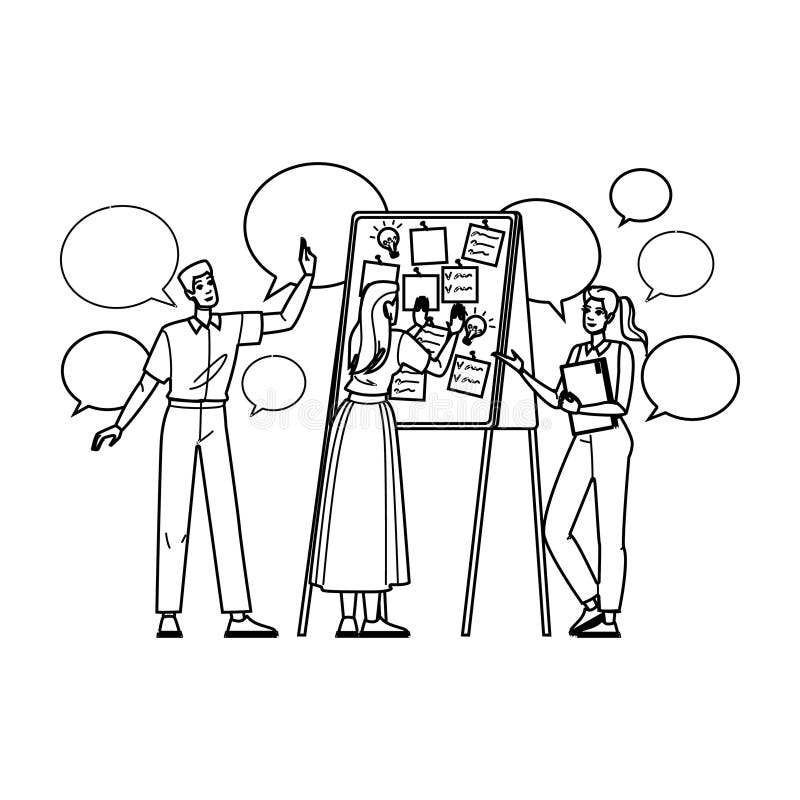 Ideas Whiteboard Meeting Vector Stock Illustration - Illustration of ...