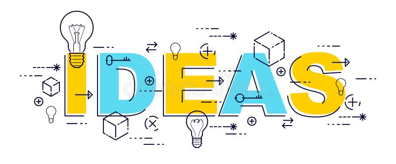 Ideas Word with Light Bulbs, Creative Ideas Concept. Stock Vector ...